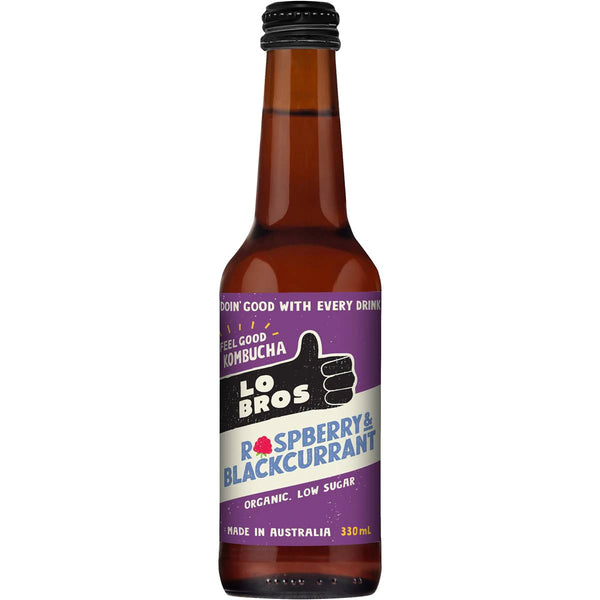 Lo Bros organic kombucha raspberry blackcurrant 330ml - Eat The Kiwi Samoa